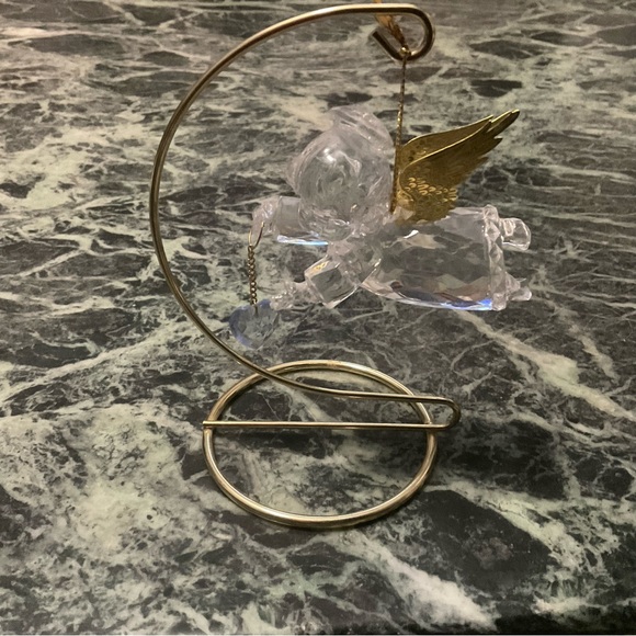 Holiday | Acrylic Angel With Blue Heart And Gold Stand | Poshmark